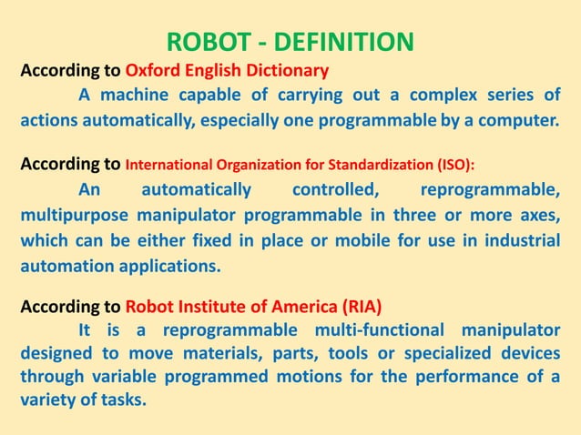 Robotica And Automation Robotics Introduction Ppt