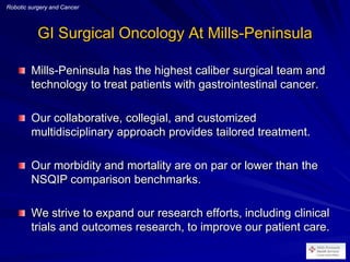 Robotic surgery and cancer gastrointestinal and thoracic | PDF