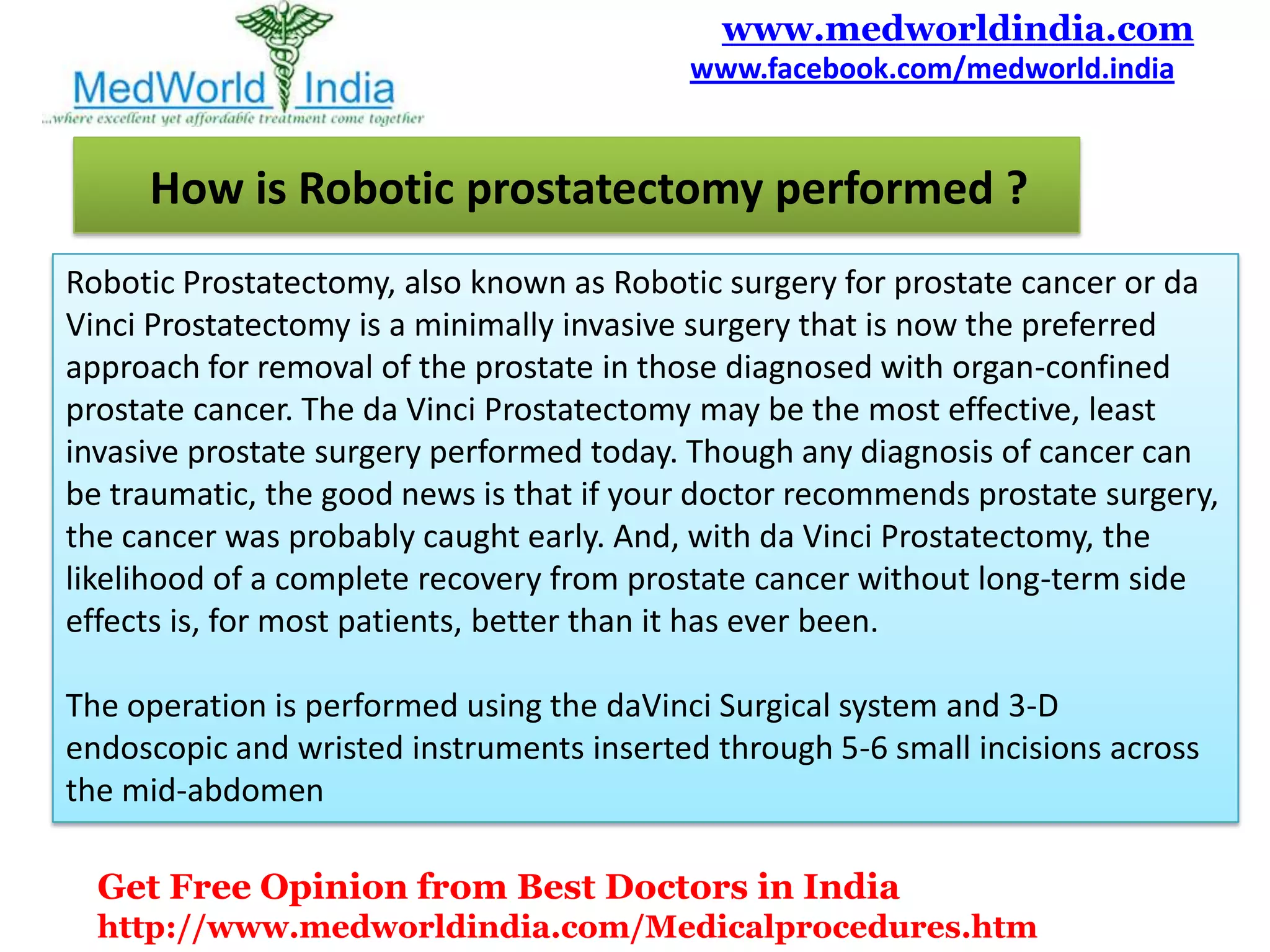Robotic Surgery for Prostatectomy | PPTX