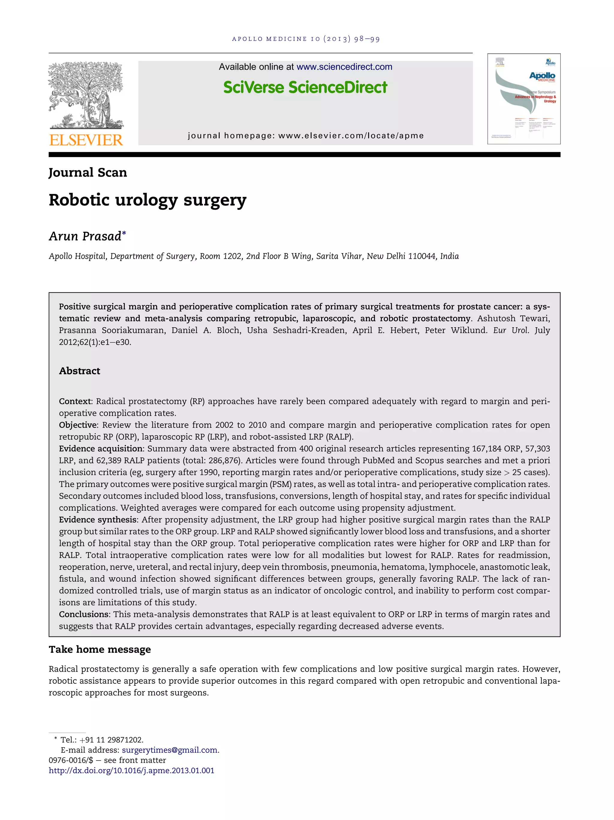Robotic urology surgery | PDF