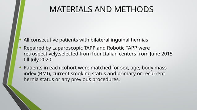 Robotic Versus Laparoscopic 1 Pptx Vs Tapp Ppt
