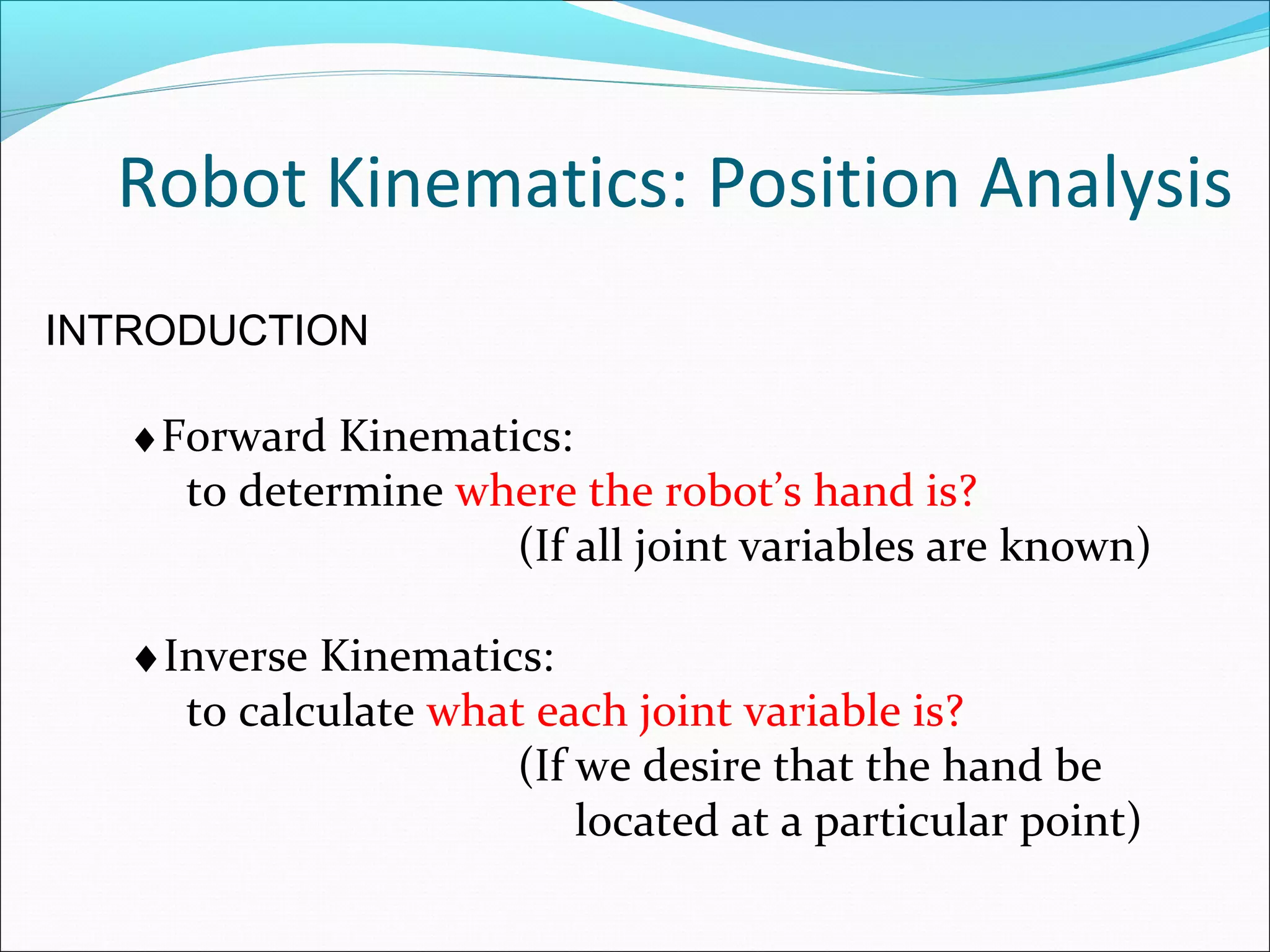 Robot kinematics | PPT