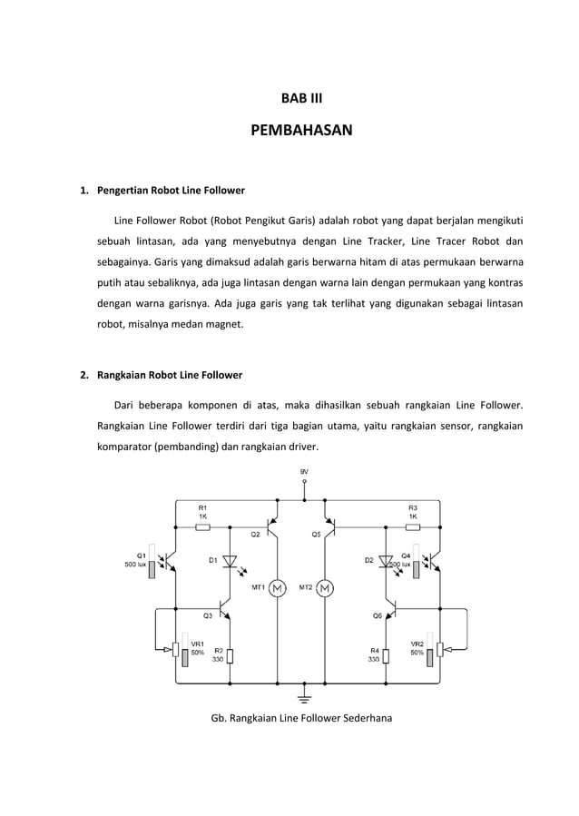 Robot line follower sederhana menggunakan transisto dan photo dioda | PDF
