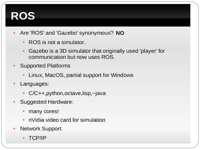 Robot operating systems (ros) overview & (1) | PPT