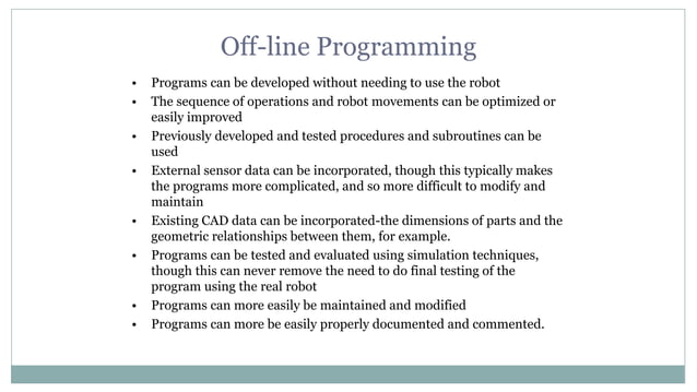 Robot programming | PPTX | Programming Languages | Computing