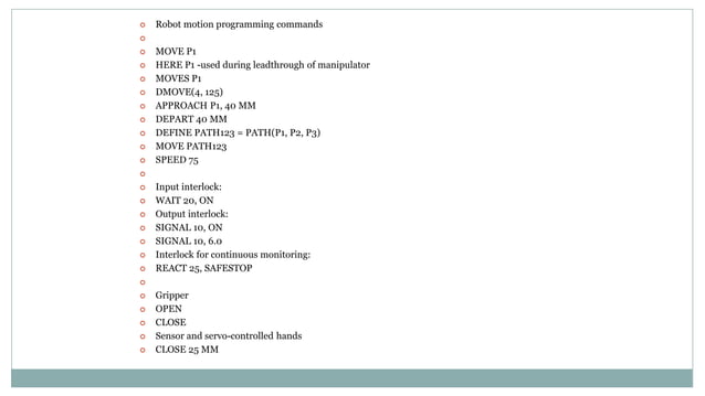 Robot programming | PPTX | Programming Languages | Computing