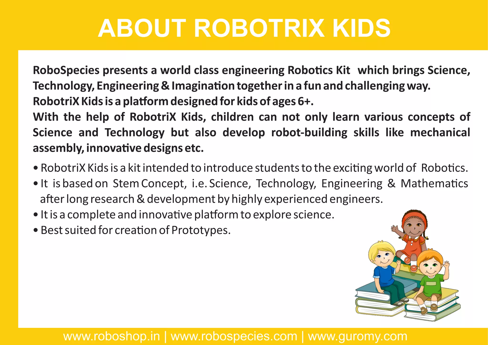 RobotriX Kids Kit manual | Robotic Educational Kit manual- Roboshop.in