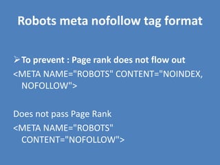 Robots.txt vs rel=nofollow vs meta robots nofollow tutorial | PPT