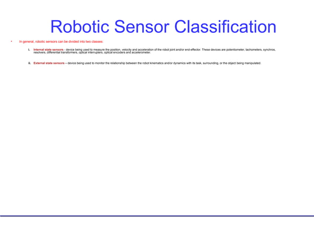Robot Sensing, Sensors used in industrial applications.ppt | Computer ...
