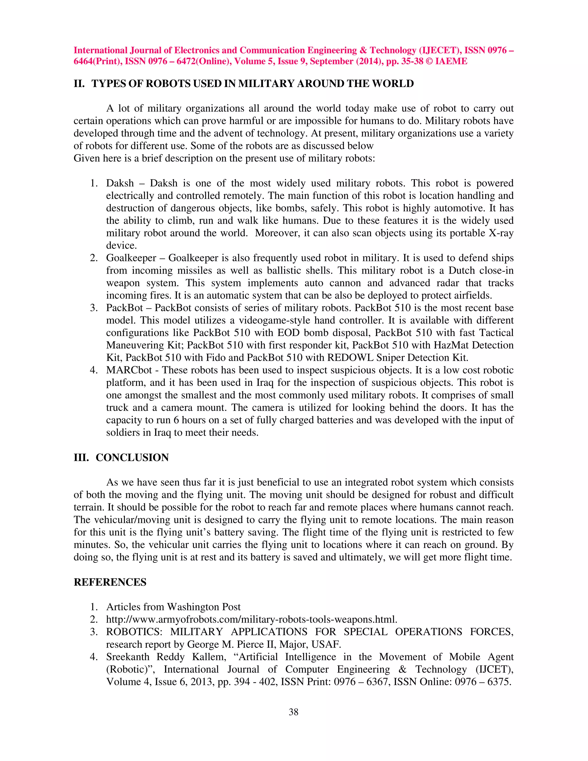 Robots for surveillance in military applications | PDF