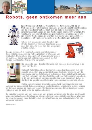 Robots geen ontkomen meer aan | PDF