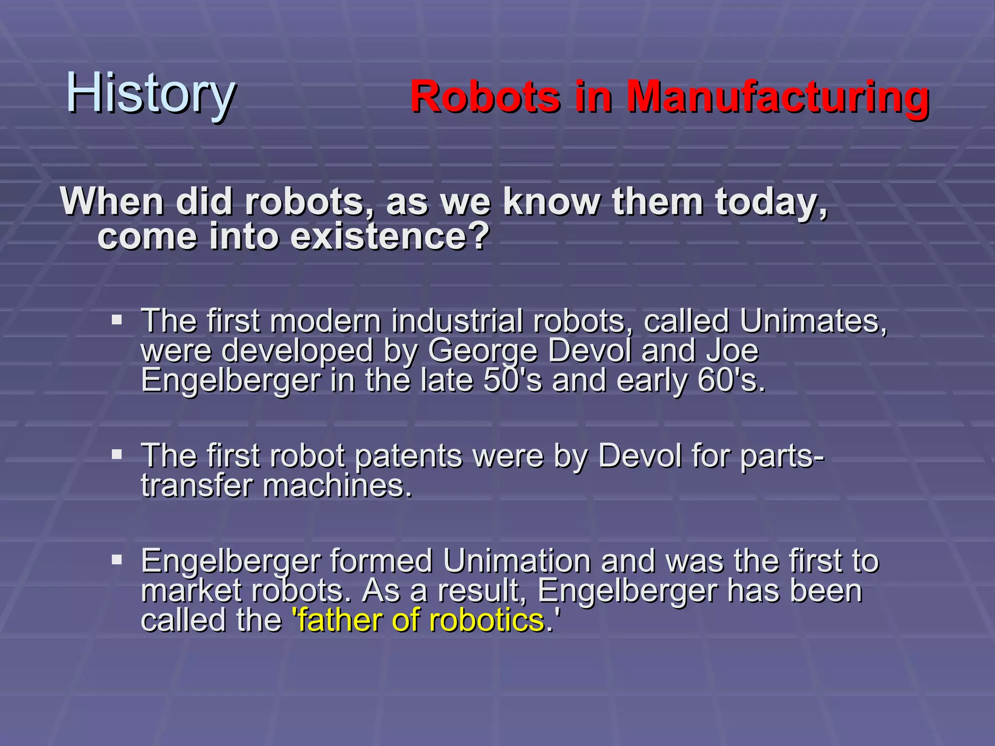 Robots in manufacturing | PPT