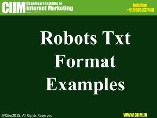 Robots txt Format Examples | PPTX