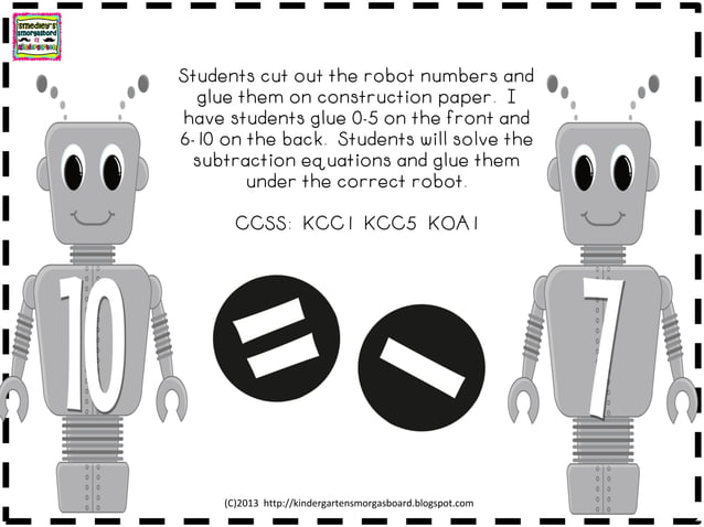 Robot subtraction freebie | PPT
