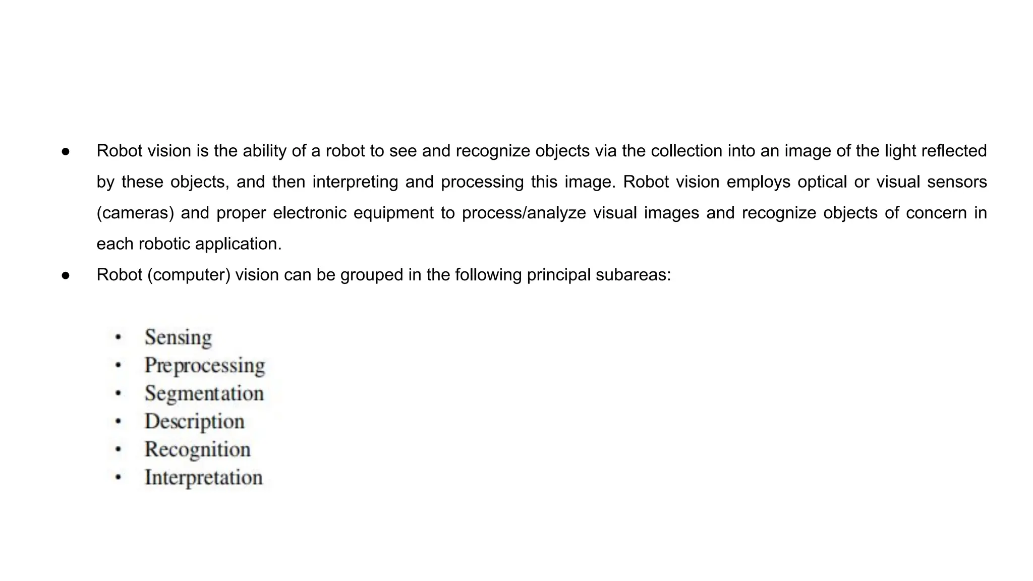 Robot Vision ,components for robot vision | PDF
