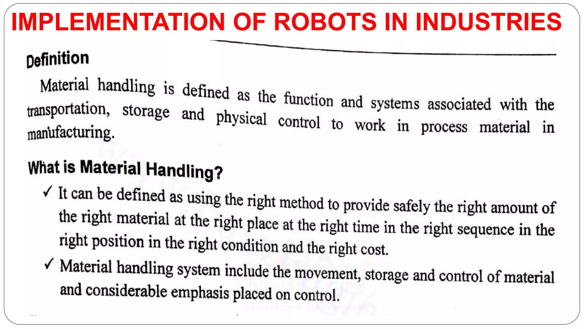 ROBOTICS- IMPLEMENTATION AND ROBOT ECONOMICS | PPTX