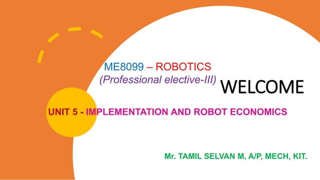ROBOTICS- IMPLEMENTATION AND ROBOT ECONOMICS | PPTX