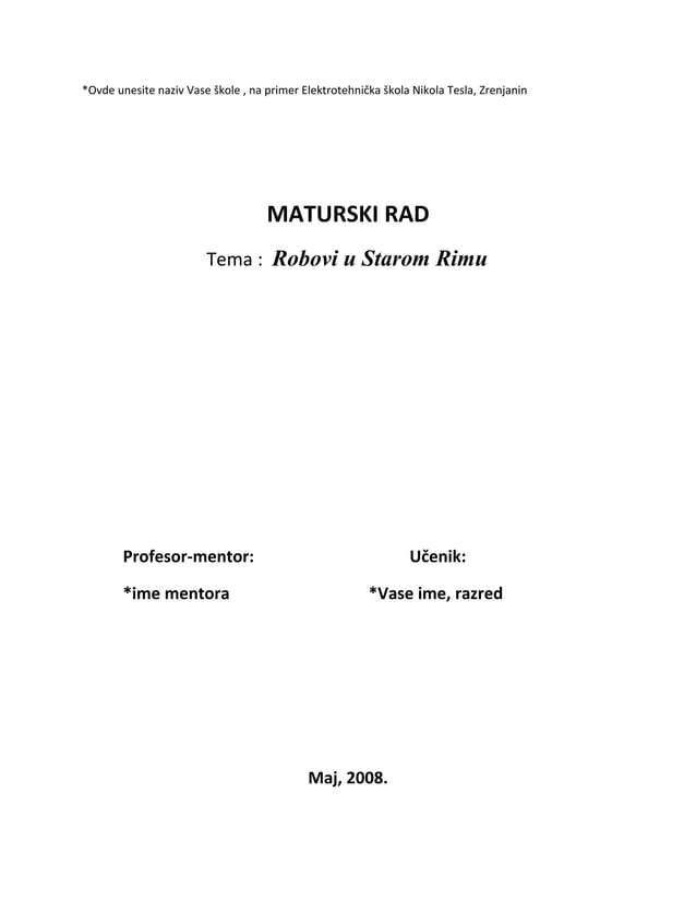 Robovi u starom rimu | DOC