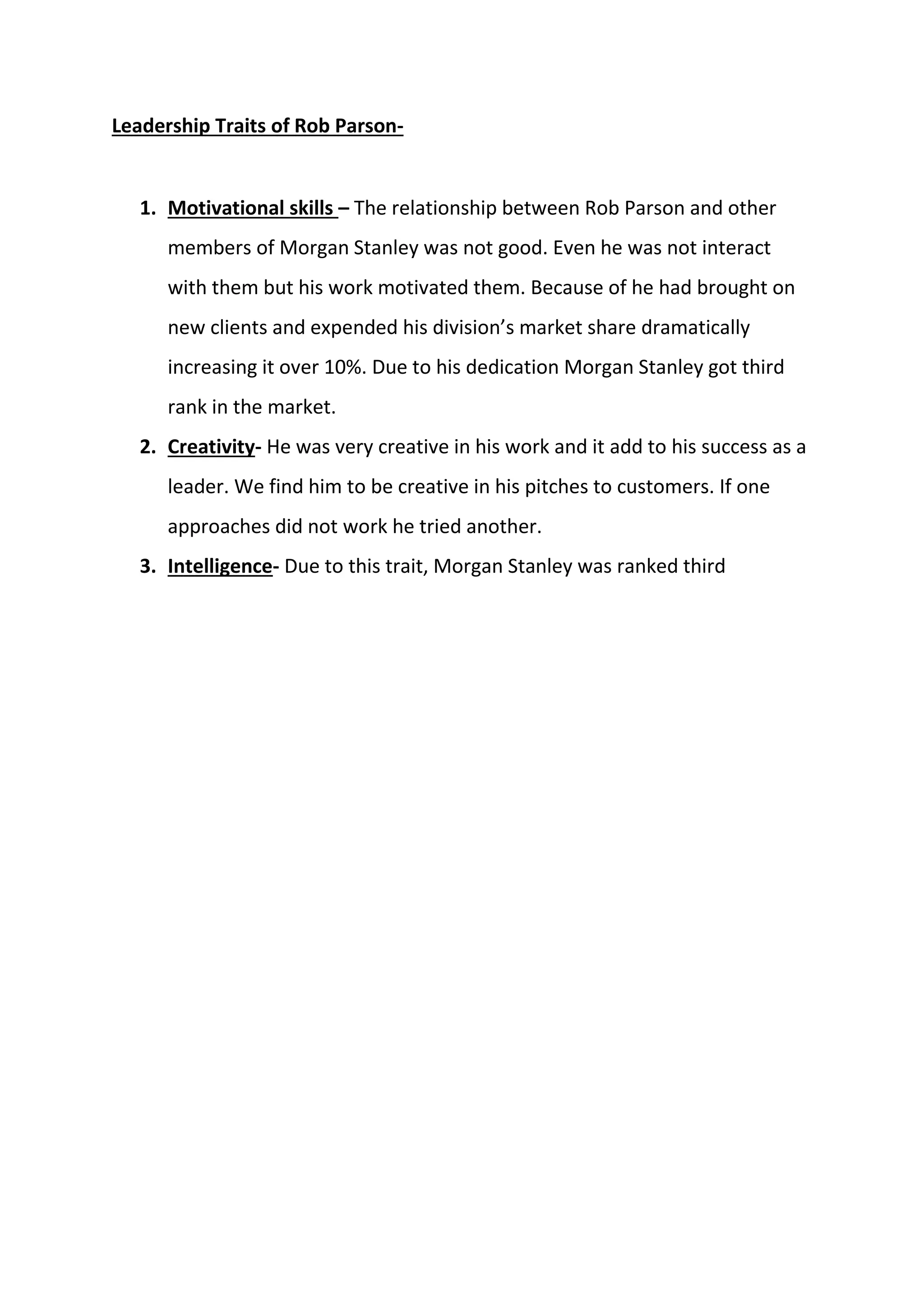 CASE STUDY OF Rob Parson | PDF