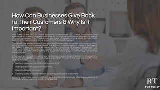 Rob Tolley London - How Can Businesses Give Back to Their Customers ...