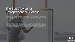 Rob Tolley London - The Best Advice for Entrepreneurial Success | PDF