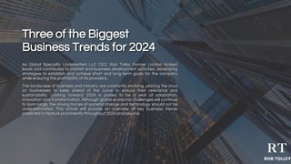 Rob Tolley London - Three of the Biggest Business Trends for 2024 | PDF ...