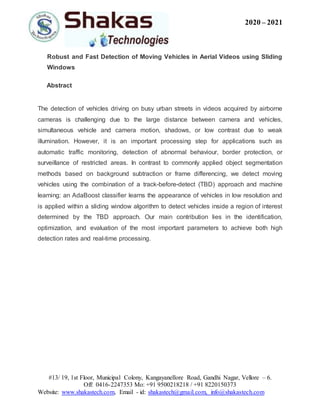 Robust and fast detection of moving vehicles in aerial videos using sliding windows | PDF