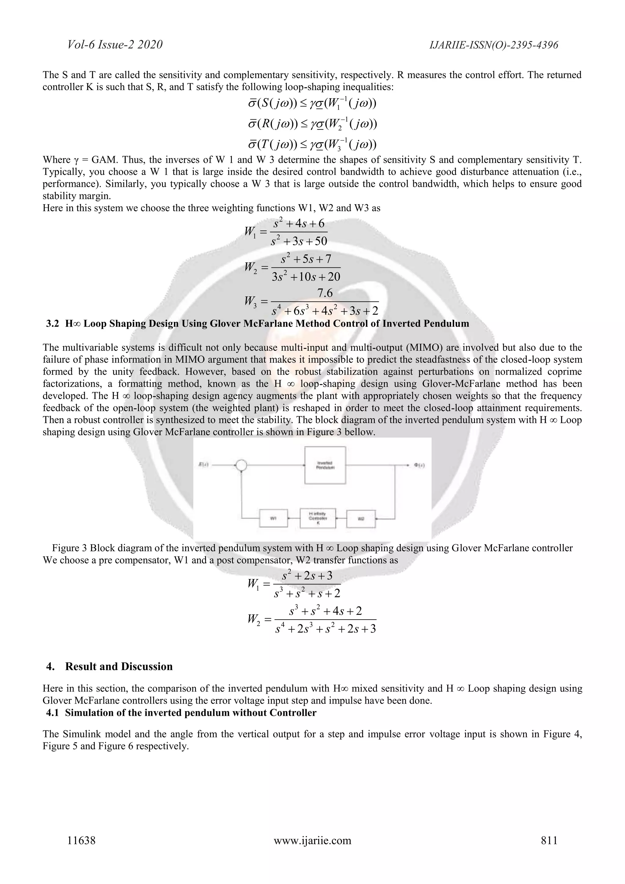 Robust Control Theory Based Performance Investigation Of An Inverted Pendulum System Using