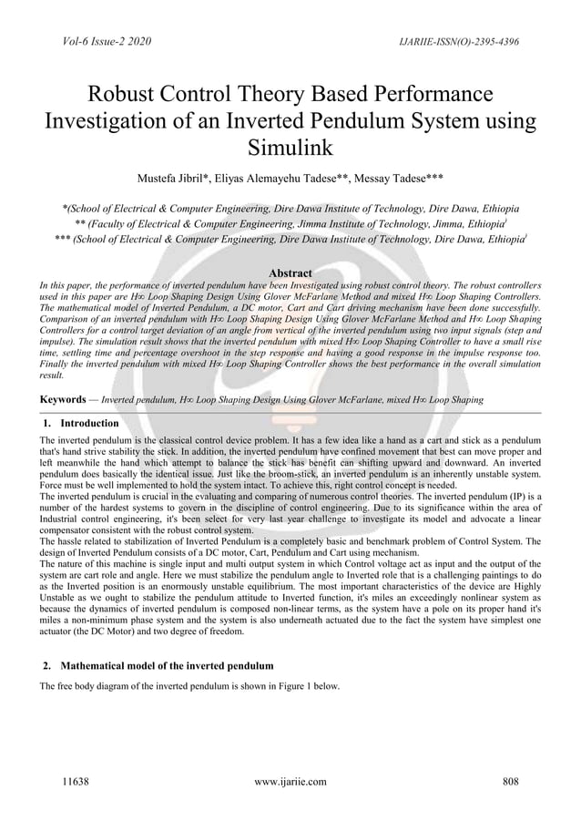 Robust control theory based performance investigation of an inverted pendulum system using ...