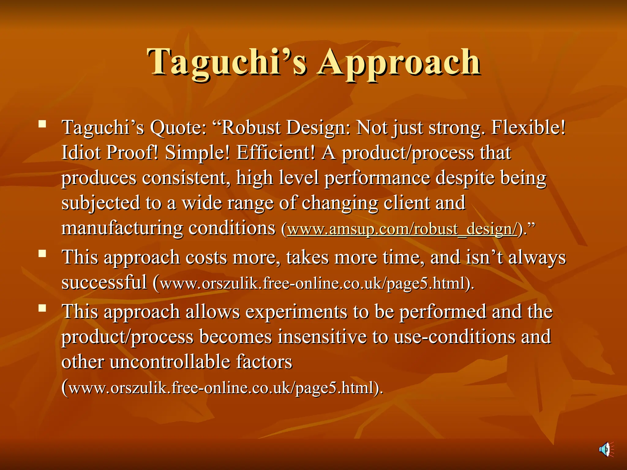 Robust Design taguchi optimal design for engineers | PPT