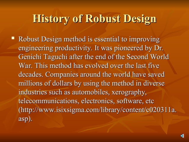 Robust Design taguchi optimal design for engineers | PPT