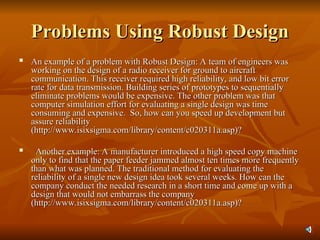 Robust Design taguchi optimal design for engineers | PPT