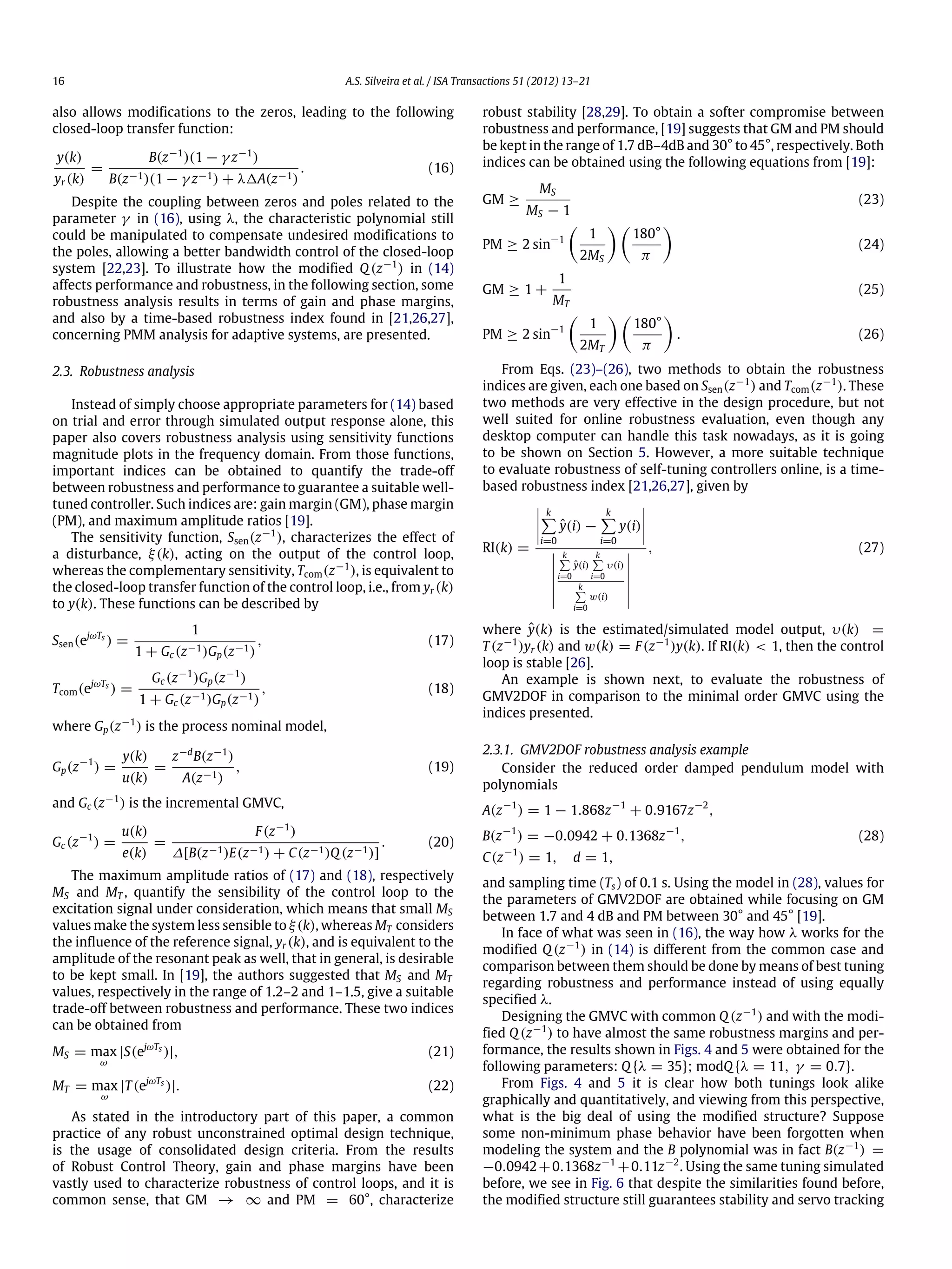 Robust design of a 2 dof gmv controller a direct self-tuning and fuzzy scheduling approach | PDF