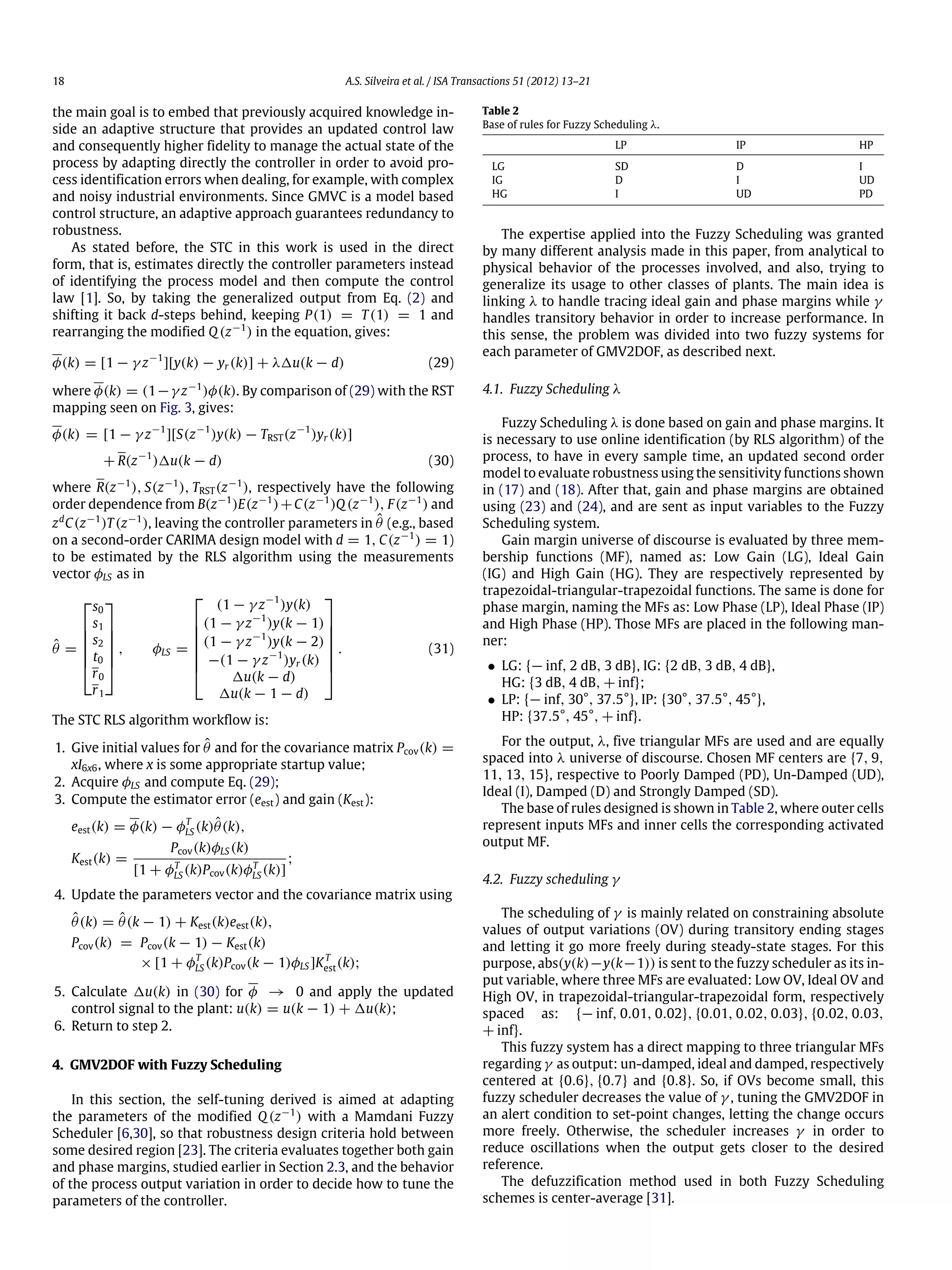 Robust design of a 2 dof gmv controller a direct self-tuning and fuzzy scheduling approach | PDF
