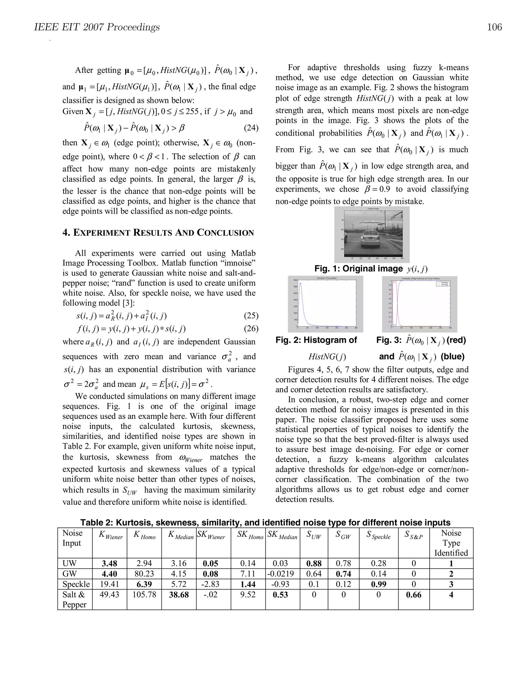 Robust edge and corner detection using noise identification and ...