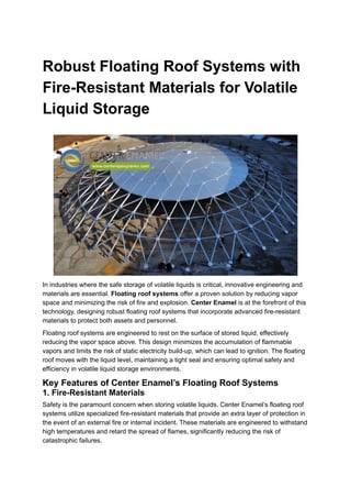Robust Floating Roof Systems with Fire-Resistant Materials for Volatile ...