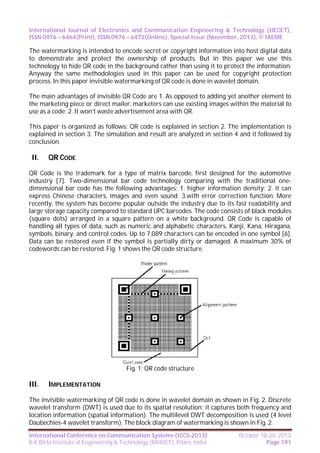 Robust invisible qr code image watermarking in dwt | PDF