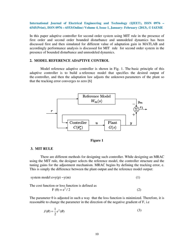 Robust Model Reference Adaptive Control For A Second Order System 2 Pdf