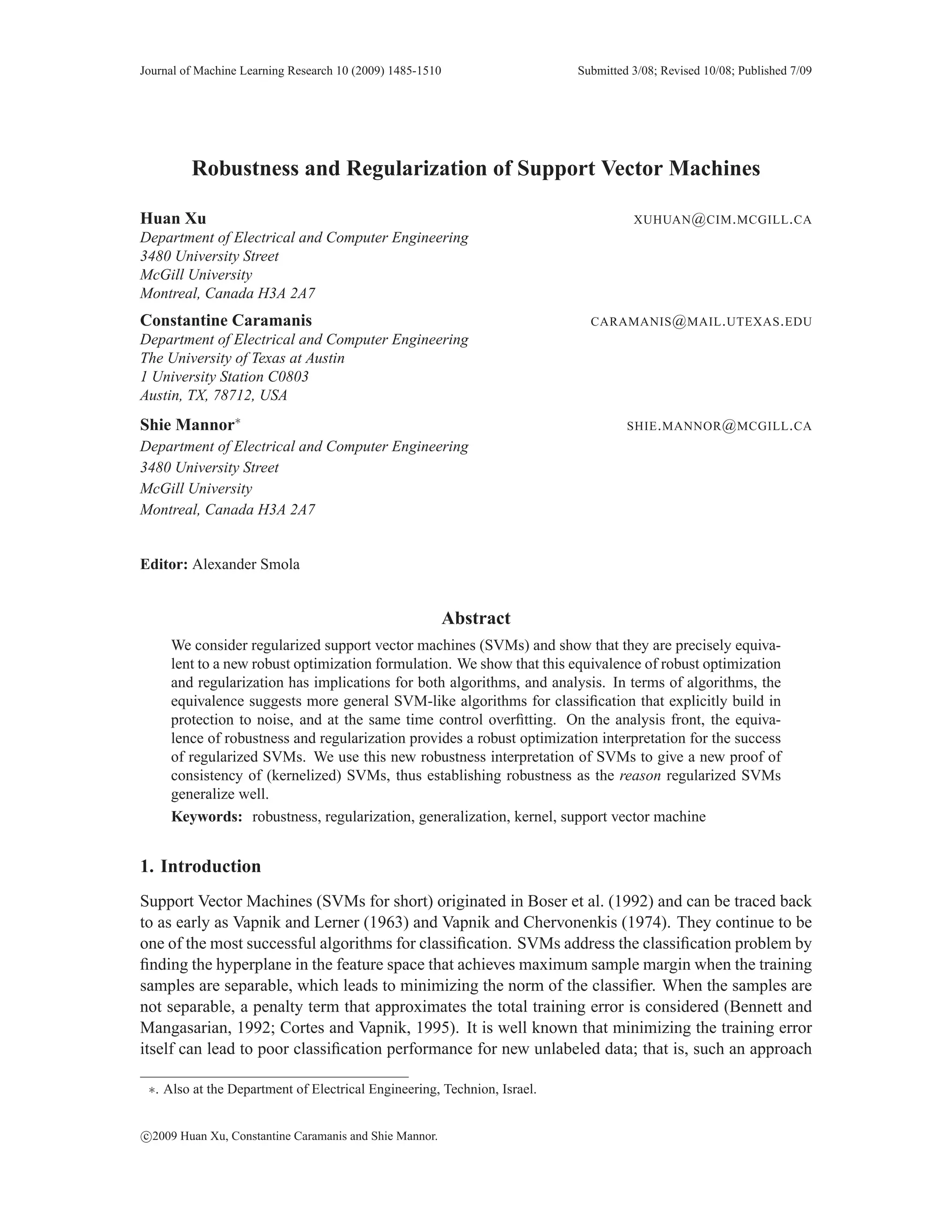 Robustness and Regularization of Support Vector Machines.pdf