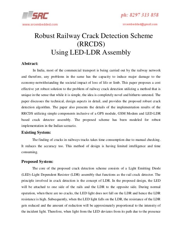 Robust Railway Crack Detection Scheme Rrcds Using Led Ldr Assembly