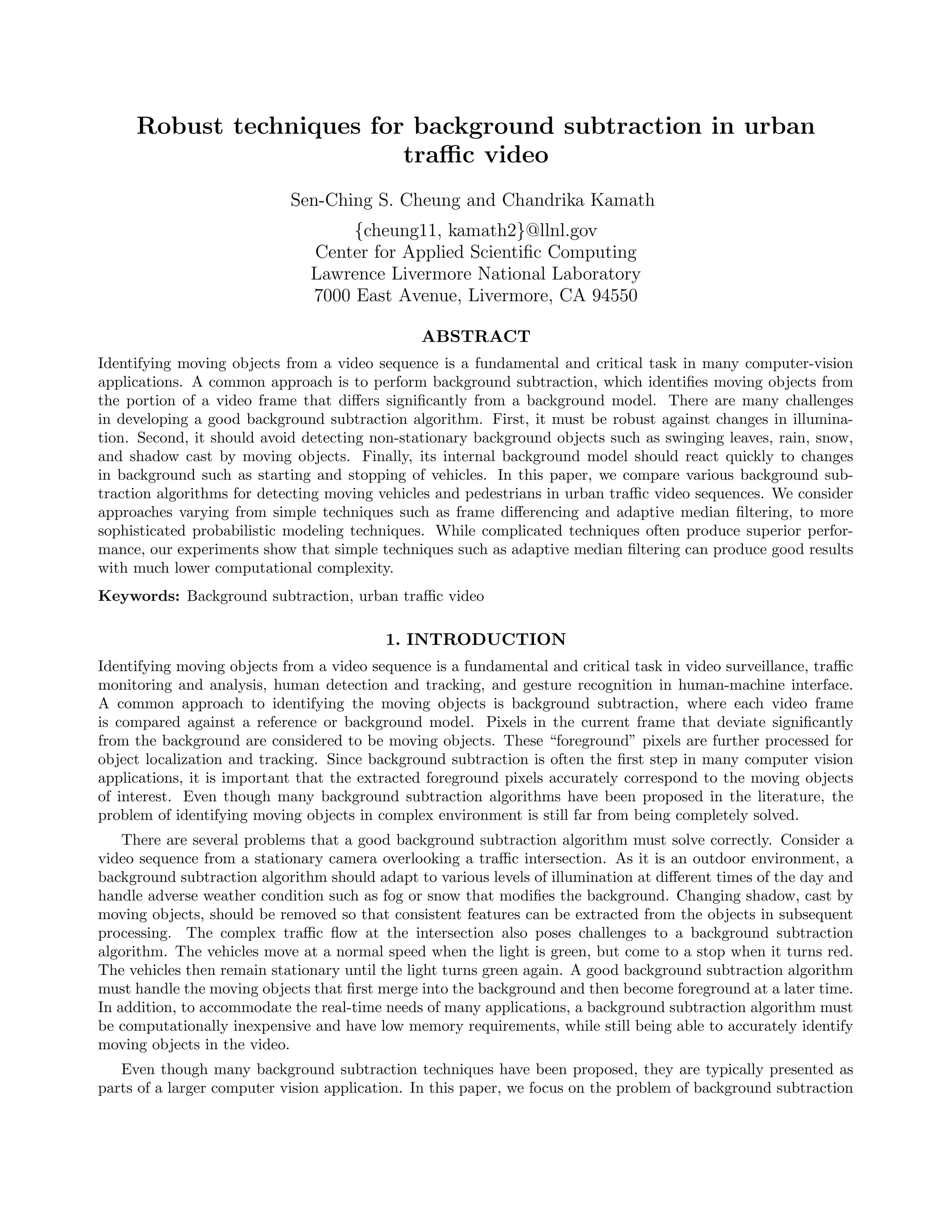 Robust techniques for background subtraction in urban | PDF | Video Software | Computer Software ...
