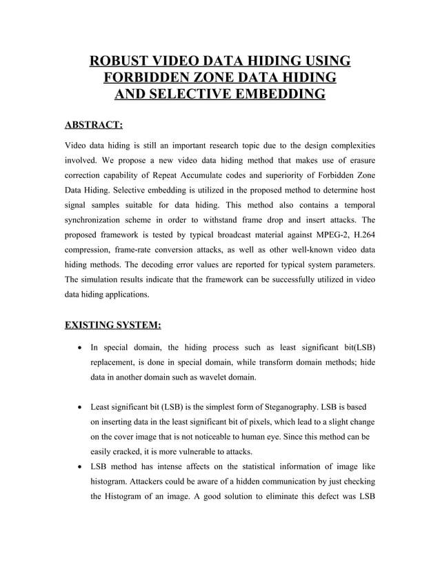 Robust video data hiding using forbidden data hiding | PDF