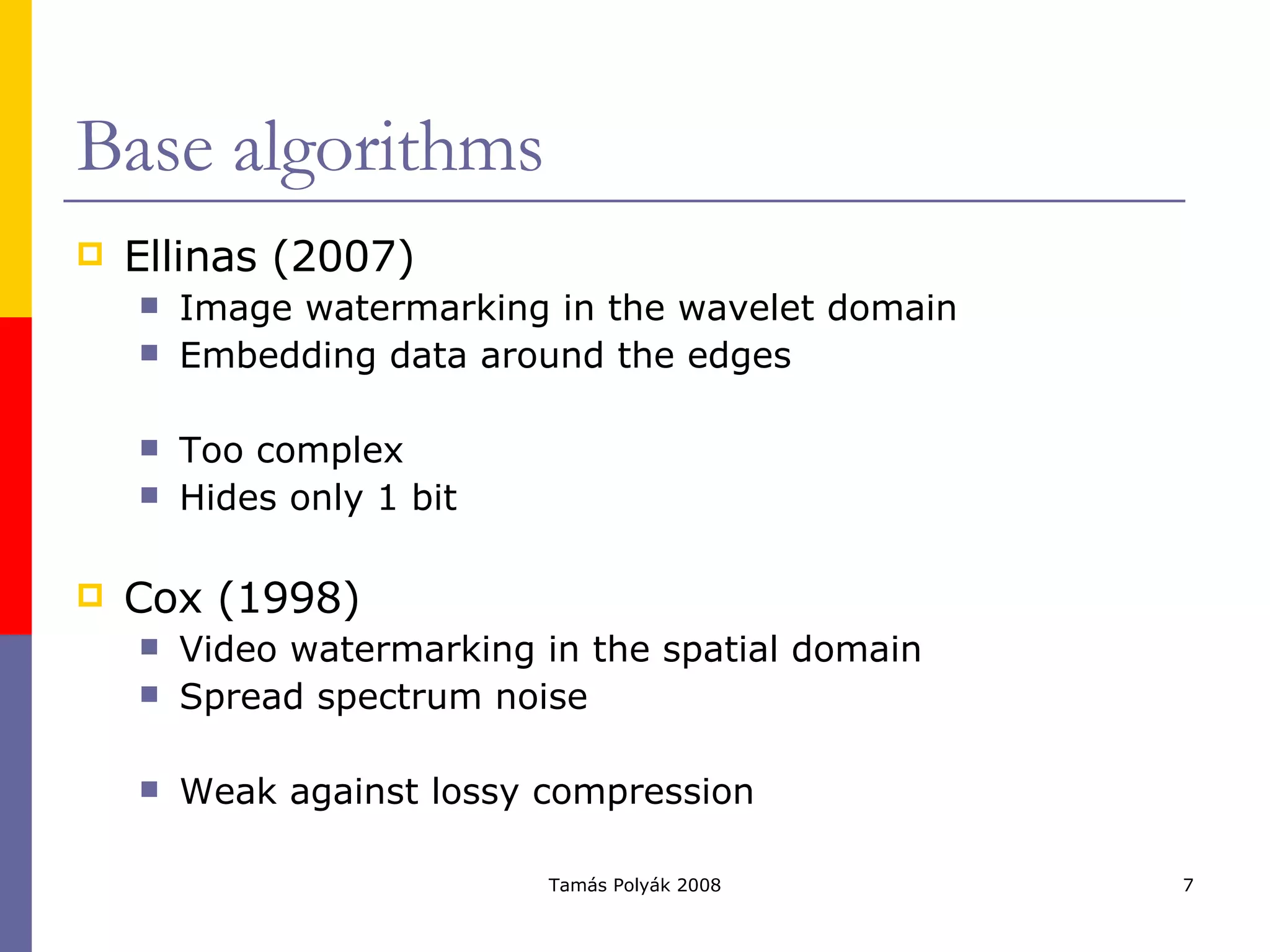 Robust Watermarking of Video Streams | PPT