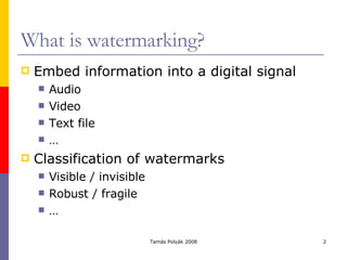 Robust Watermarking of Video Streams | PPT