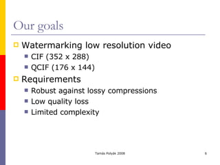Robust Watermarking of Video Streams | PPT