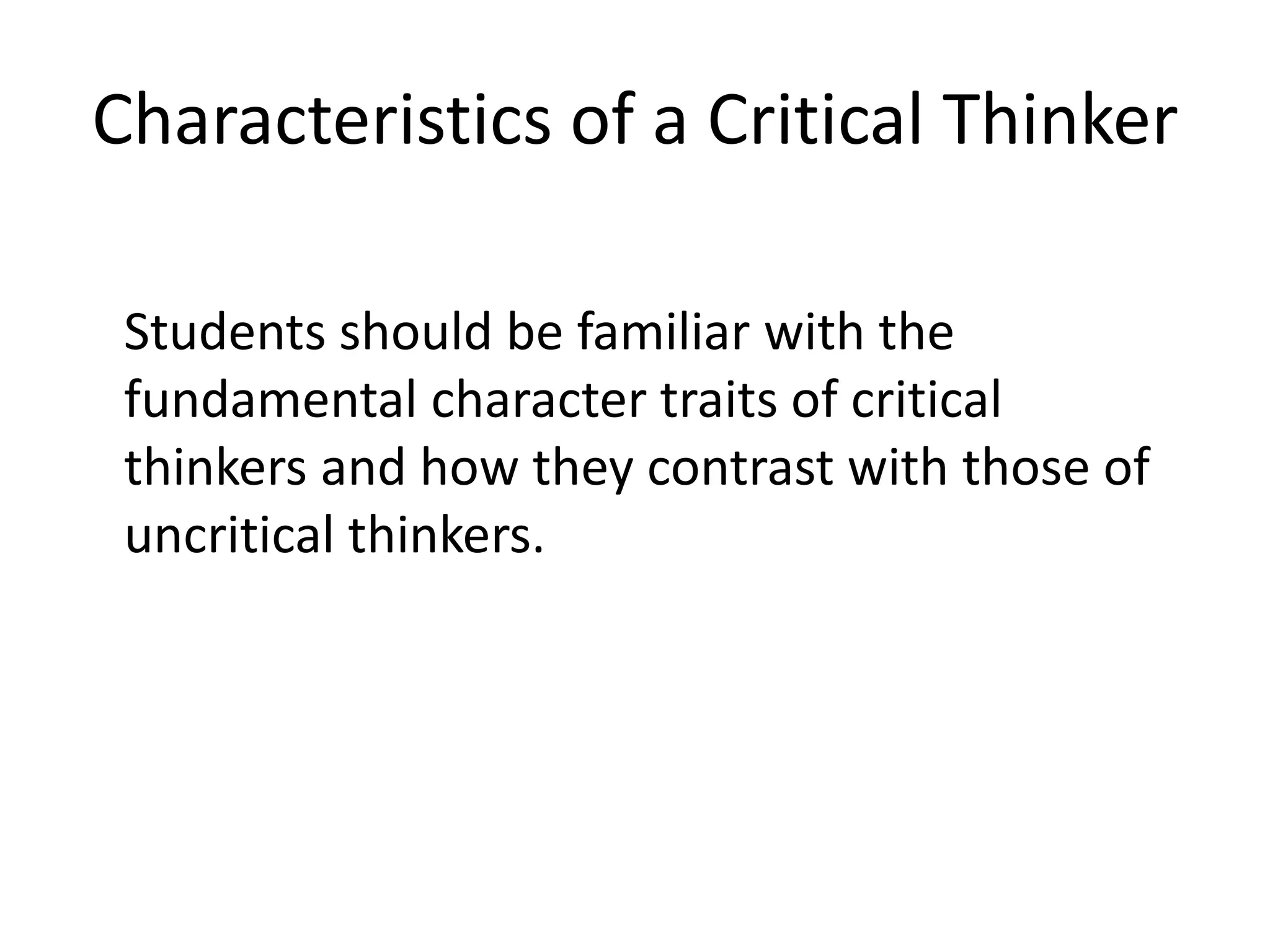 Critical Thinking - Week 1 Overview | PPTX
