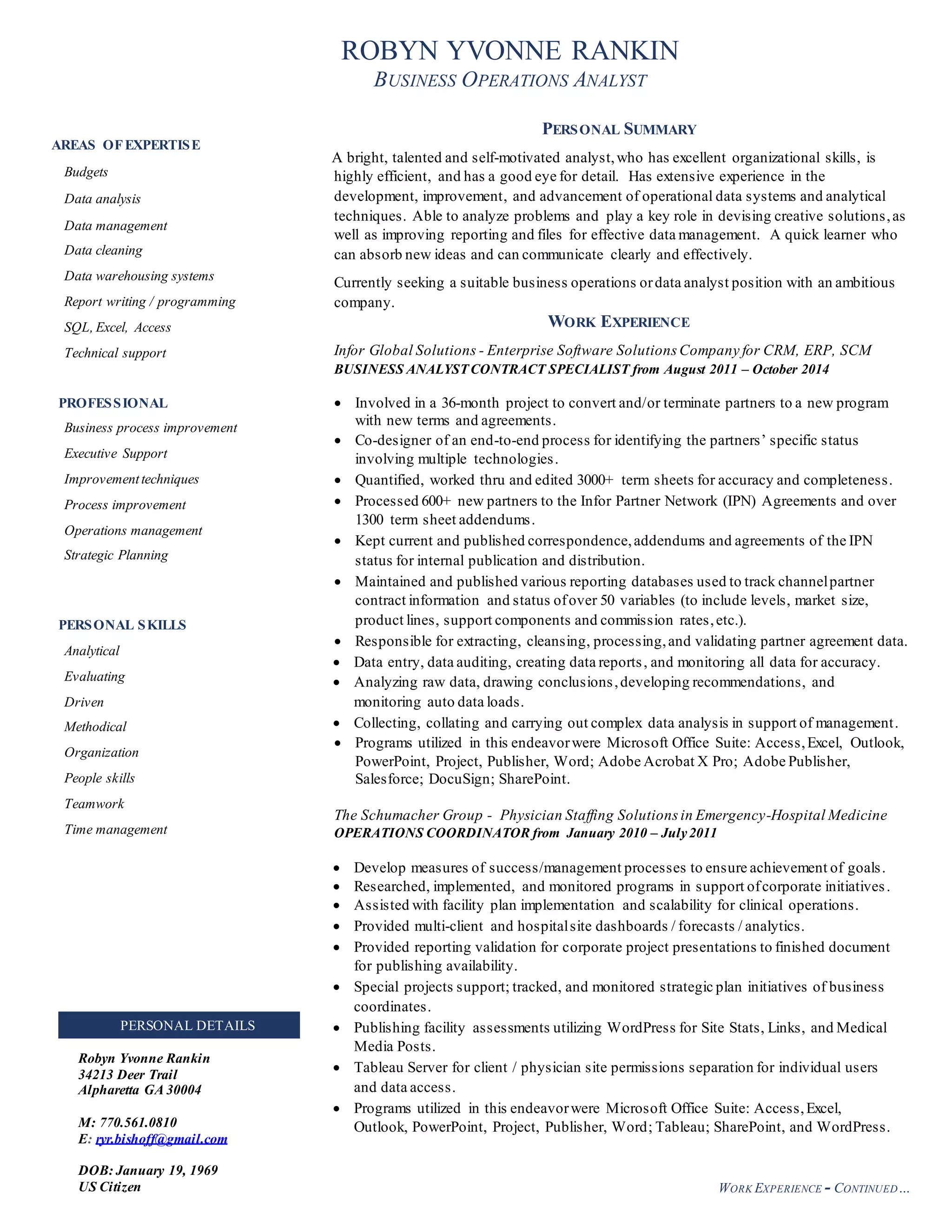 Robyn Yvonne Rankin Resume | DOCX | Desktop Publishing | Computer ...