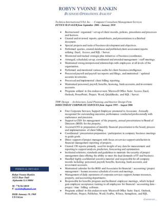Robyn Yvonne Rankin Resume | DOCX | Desktop Publishing | Computer ...