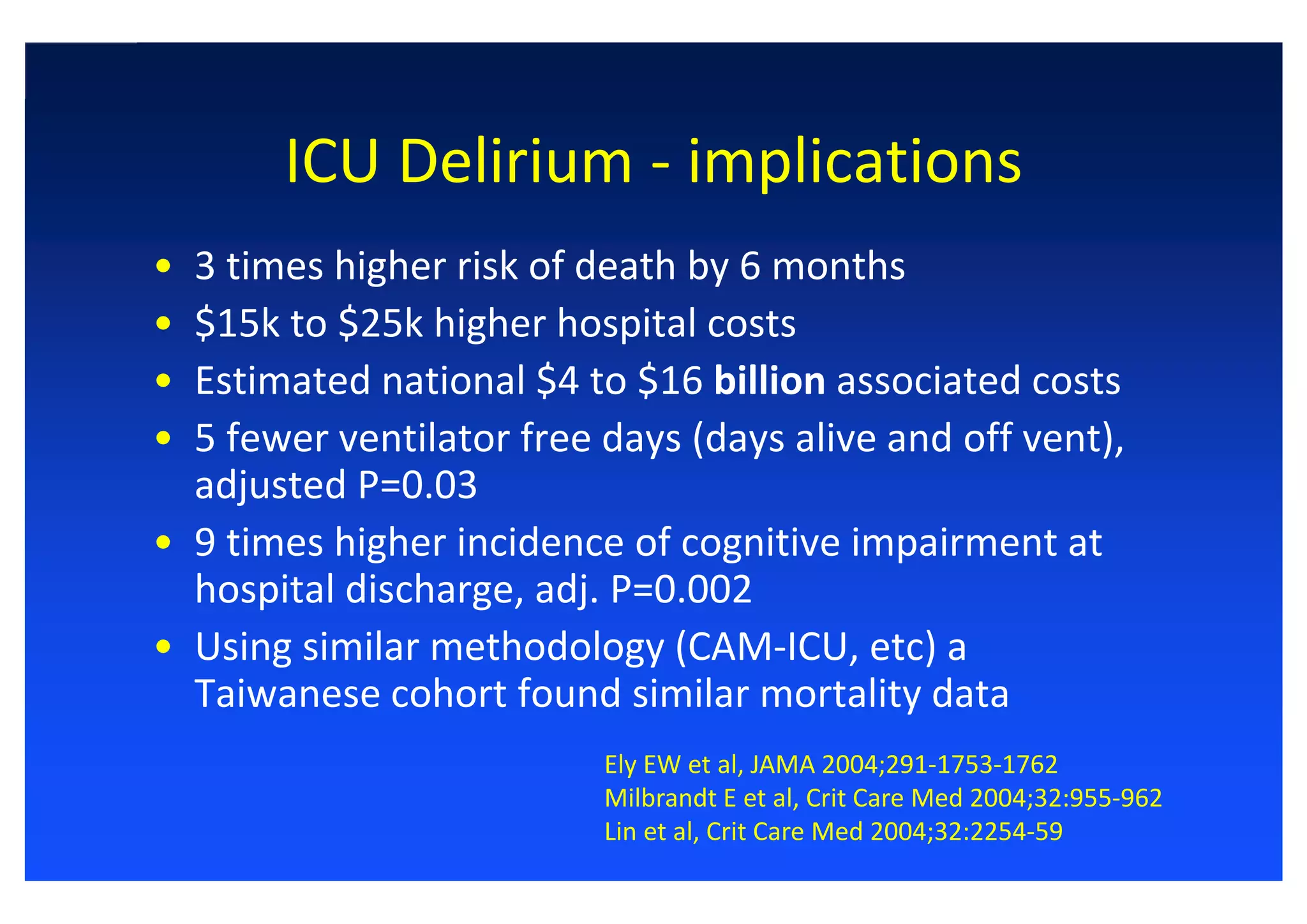 Delirium in ICU Characteristic, Diagnosis and Prevention | PDF