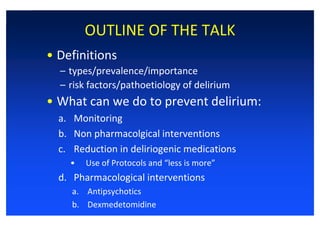 Delirium in ICU Characteristic, Diagnosis and Prevention | PDF